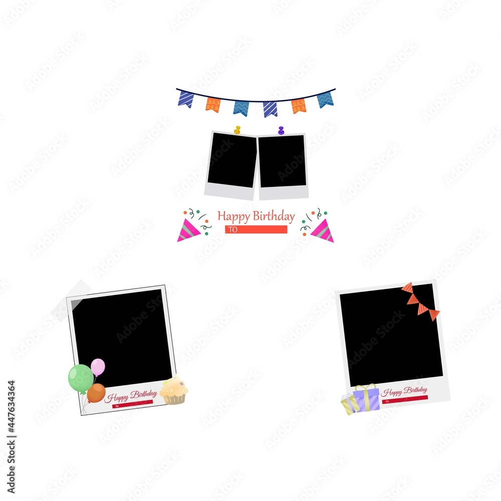 Collection of isolated vintage photo frames for the birthday wishes ...