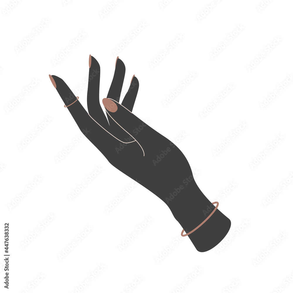 Vector silhouette of woman hand icon in flat style. Symbol Support ...