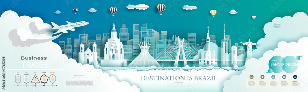 Modern business brochure design for Brazil landmarks advertising with ...