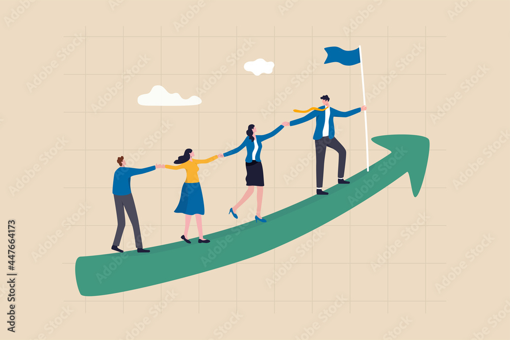 Teamwork cooperate together to achieve target, leadership to build team ...