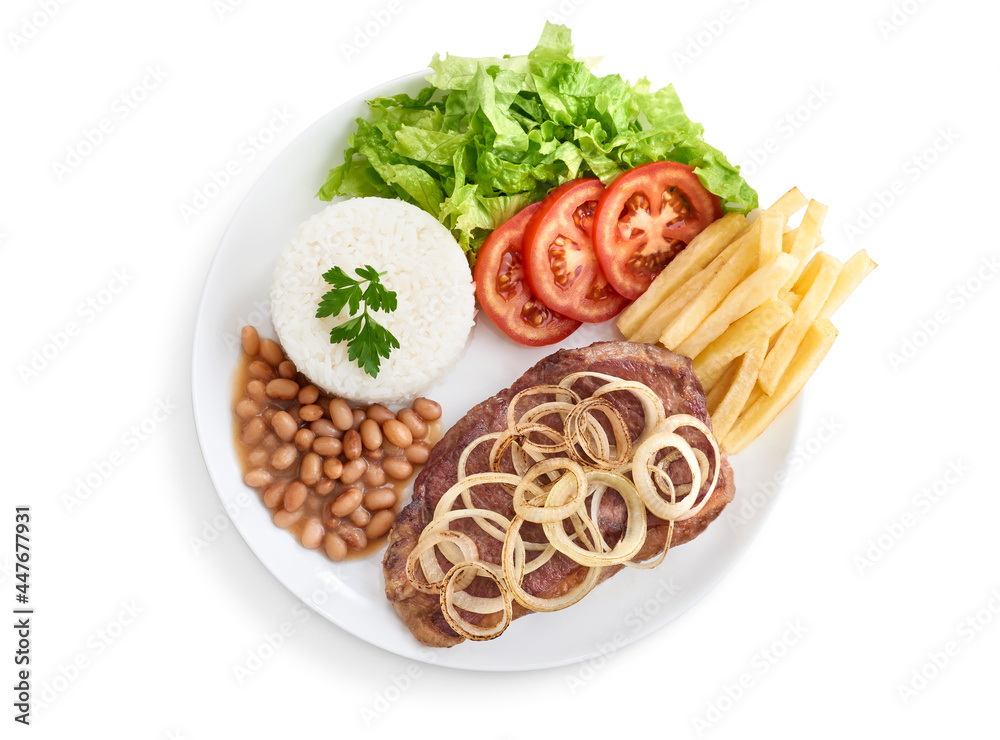 Foto de Prato executivo de contra filet acebolado com arroz, feijão ...