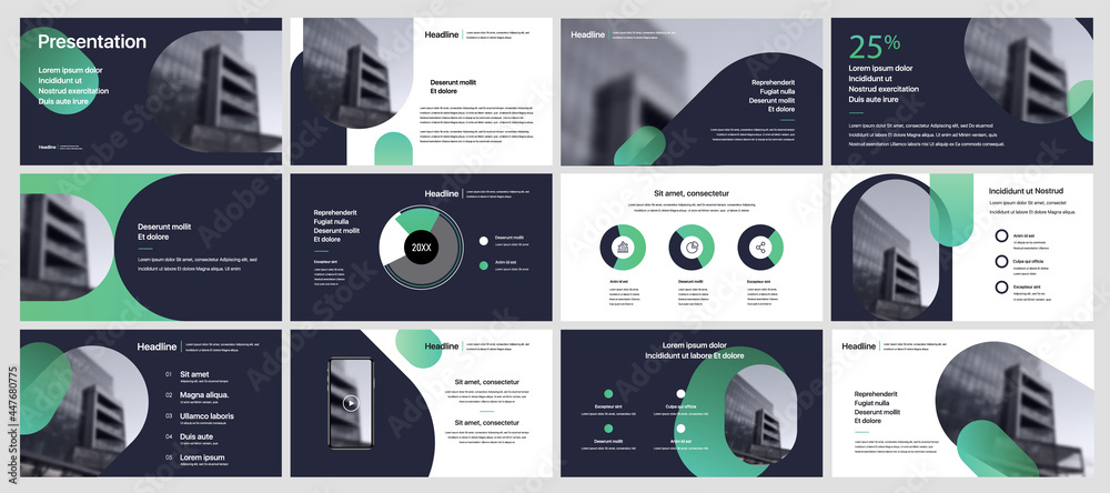 Set of vector slides for presentations and reports. Geometric elements ...