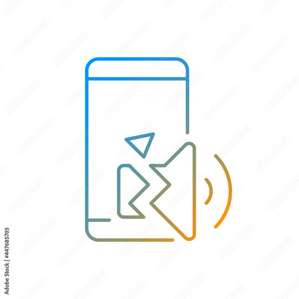 Speaker not working gradient linear vector icon. Internal and external ...