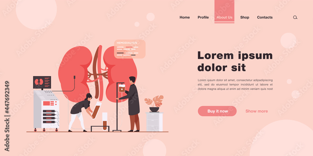 Doctors conducting dialysis procedure for kidney treatment. Vector ...