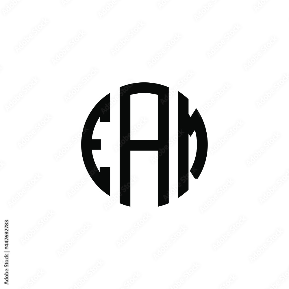 EAM letter logo design. EAM letter in circle shape. EAM Creative three ...
