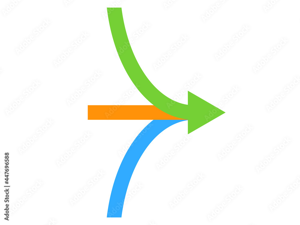 Three arrow merging icon. Clipart image isolated on white background ...