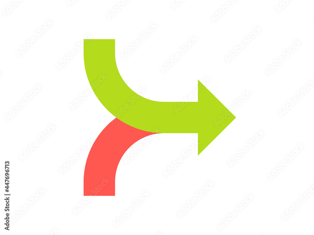 Two arrow merging icon. Clipart image isolated on white background ...