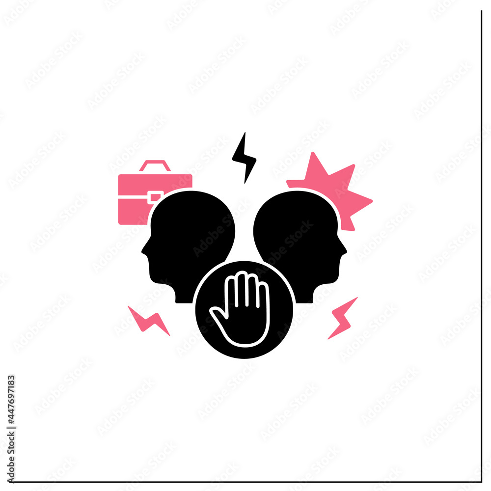 Avoid conflict glyph icon. Aggravating conflict between two persons ...