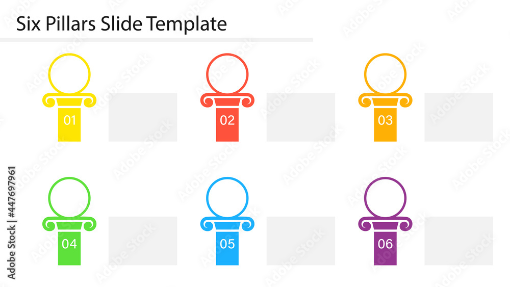 Six pillars slide template. Clipart image Stock Vector | Adobe Stock