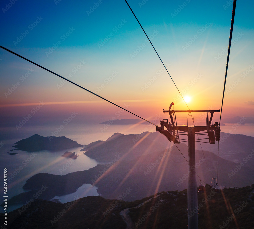 Panoramic view from the Fethie funicular cable car. Skywalk Babadag at ...