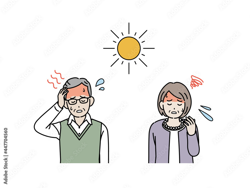高齢者 年配 男女 日射病 熱中症 イラスト素材 Stock Vector Adobe Stock