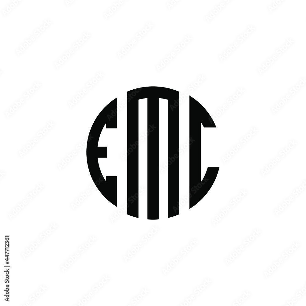 EMC letter logo design. EMC letter in circle shape. EMC Creative three ...