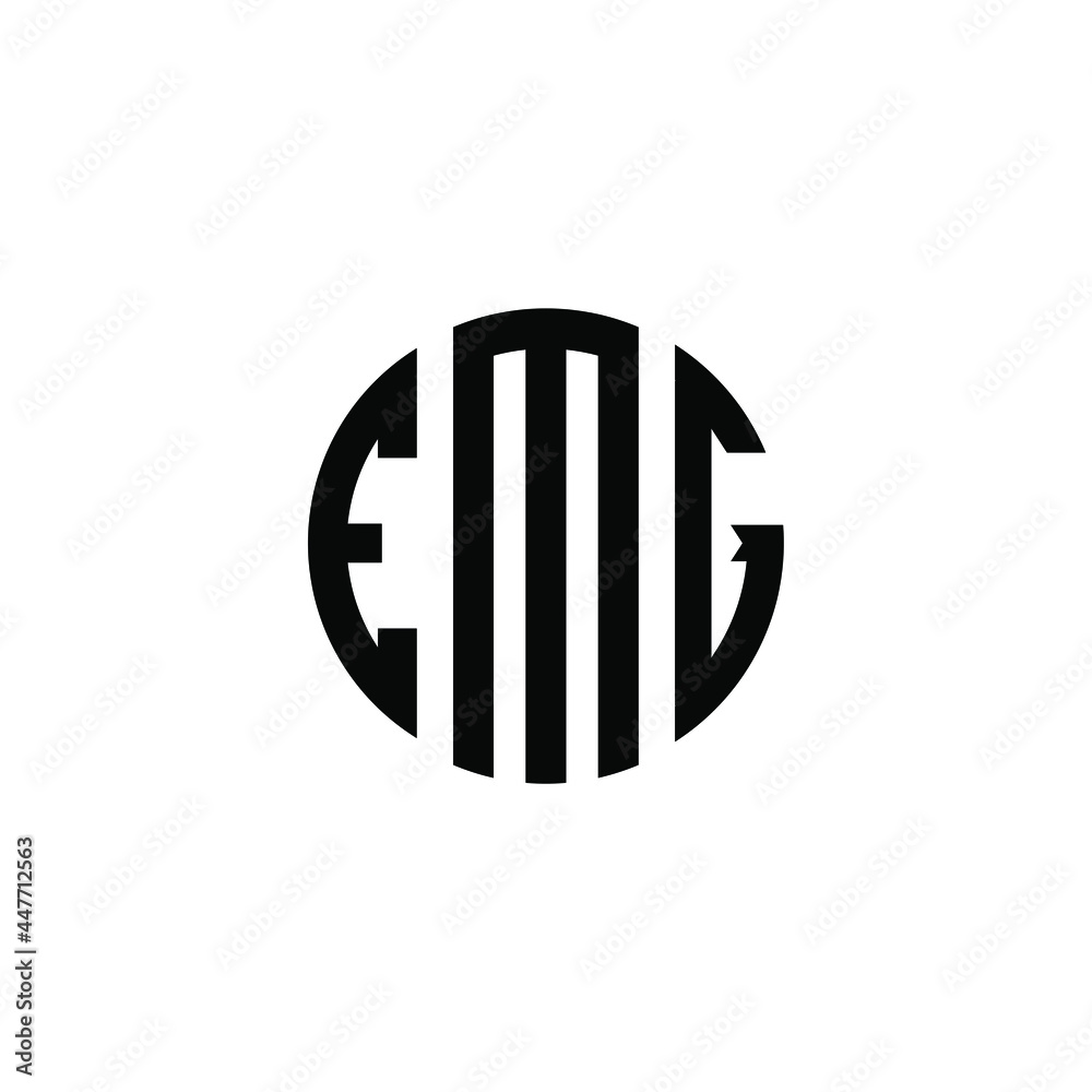 EMG letter logo design. EMG letter in circle shape. EMG Creative three ...
