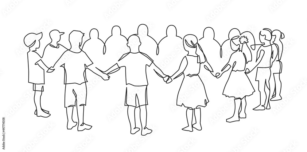 Kids Holding Hands In A Line