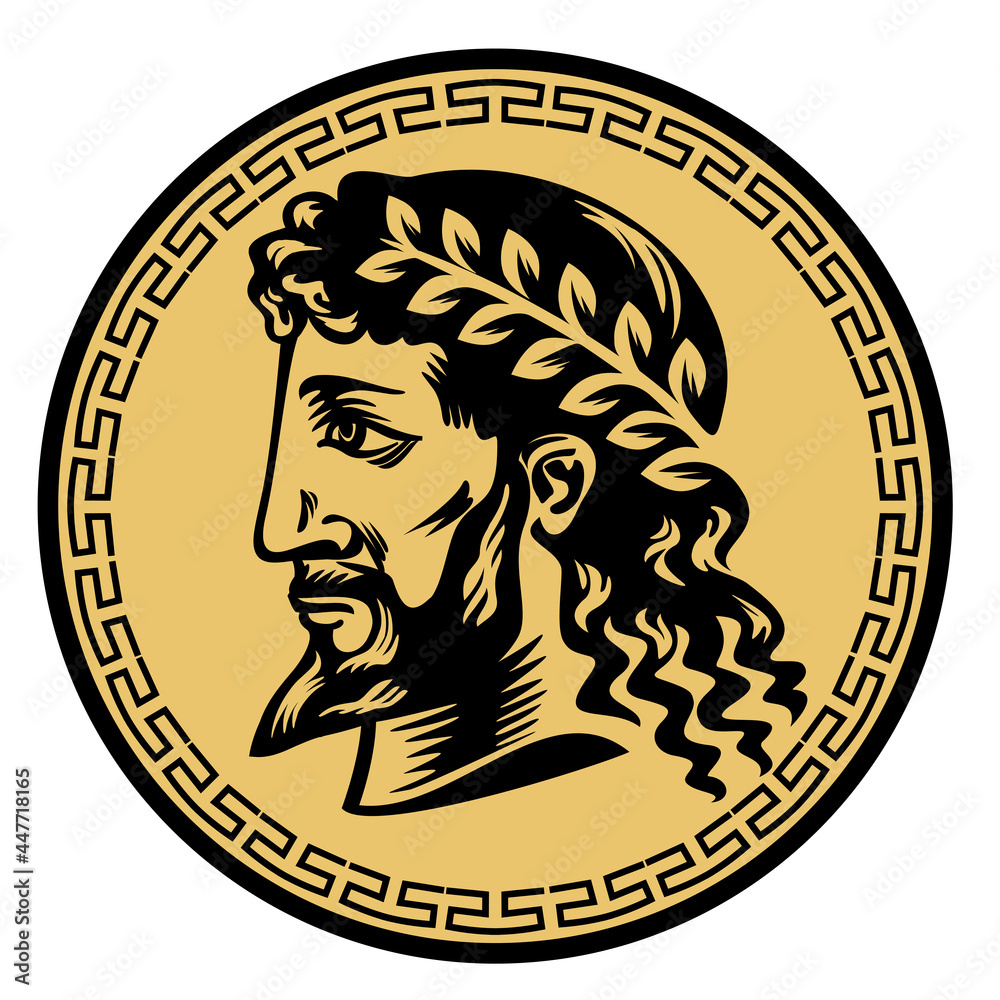 Ancient Greek medallion, ancient Greek hero. Olympic ancient Greek hero ...