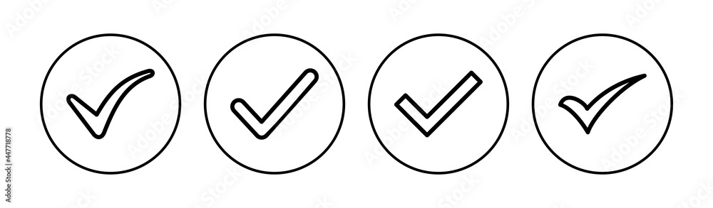 Vetor de Check mark set. Check mark icon. Tick mark symbol vector do ...