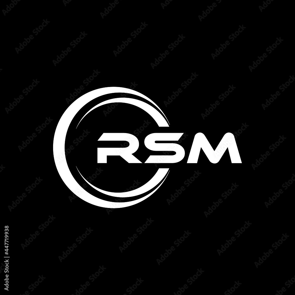 RSM letter logo design with black background in illustrator, vector ...