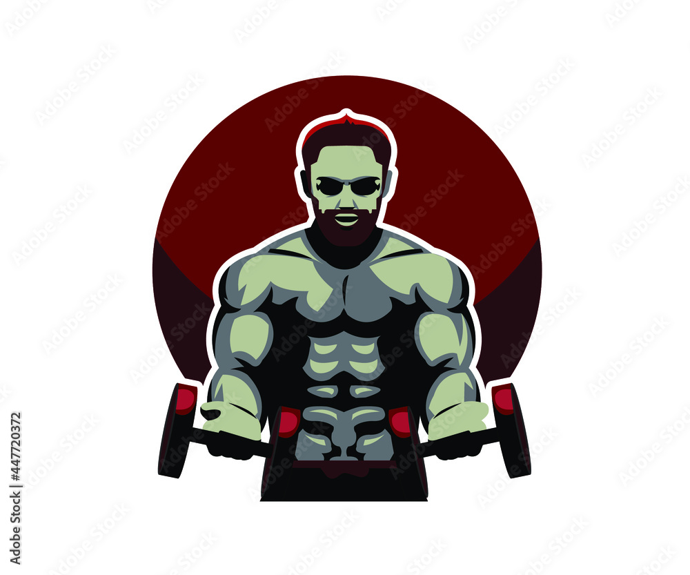 Gym Work out Cartoon Flat Illustration, Muscle man Concept Art Vector ...