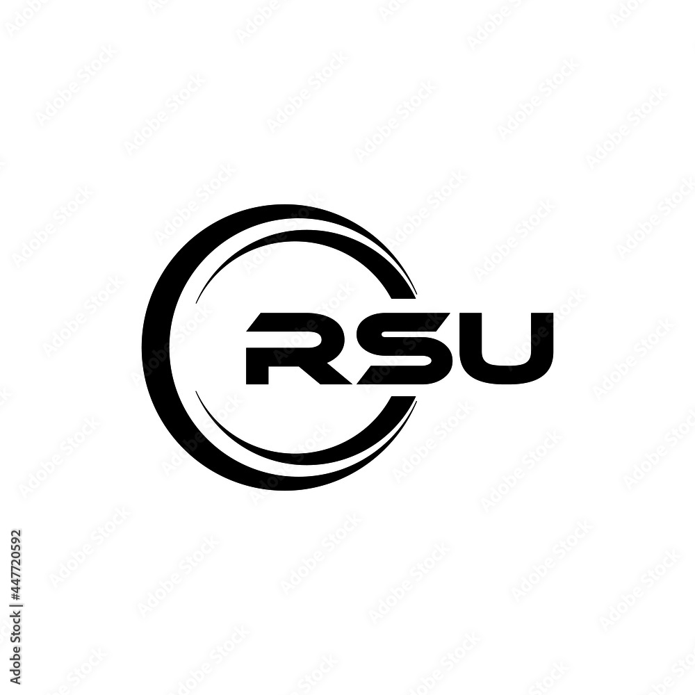 Vetor do Stock: RSU letter logo design with white background in ...