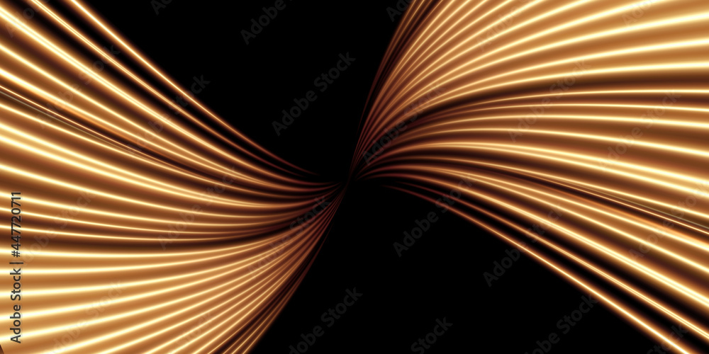 Luminous gold wavy line of light on a transparent background. Gold ...