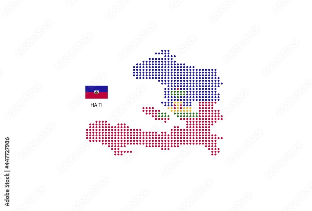 Haiti map design by color of Haiti flag in circle shape, White ...