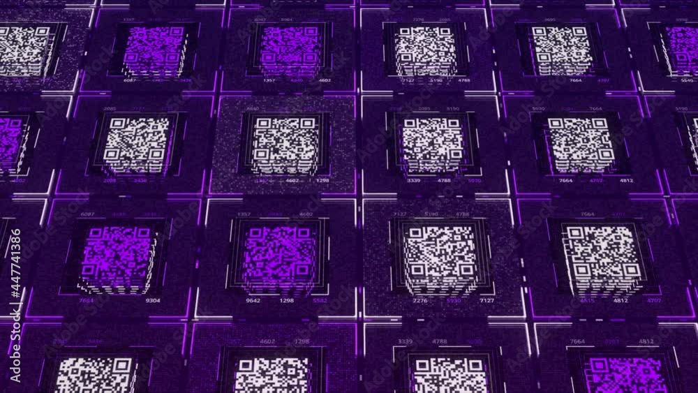 Database and computer network concept, seamless loop. Animation. Parallel rows of small square ...