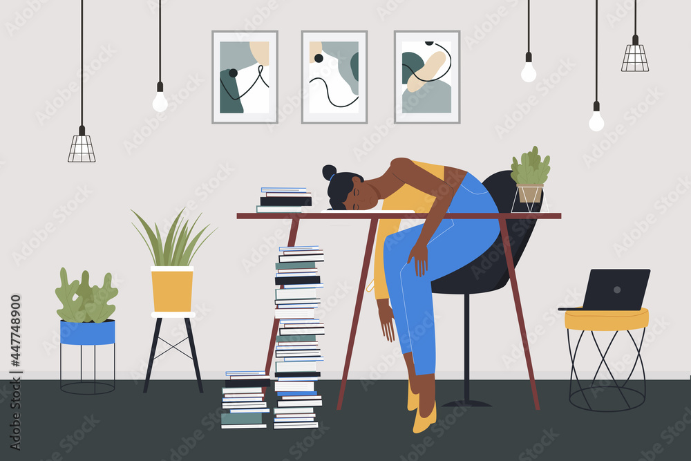 Exhausted At Work Cartoon