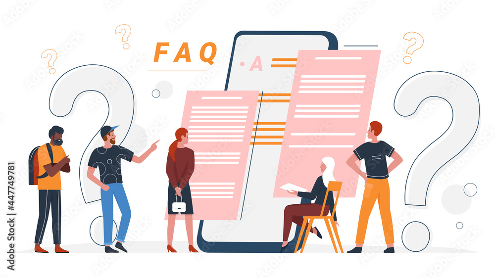 Faq concept, online customer support vector illustration. Cartoon ...
