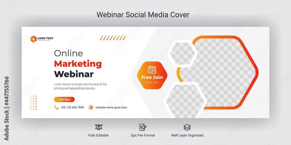 Online marketing webinar facebook cover banner template social media ...