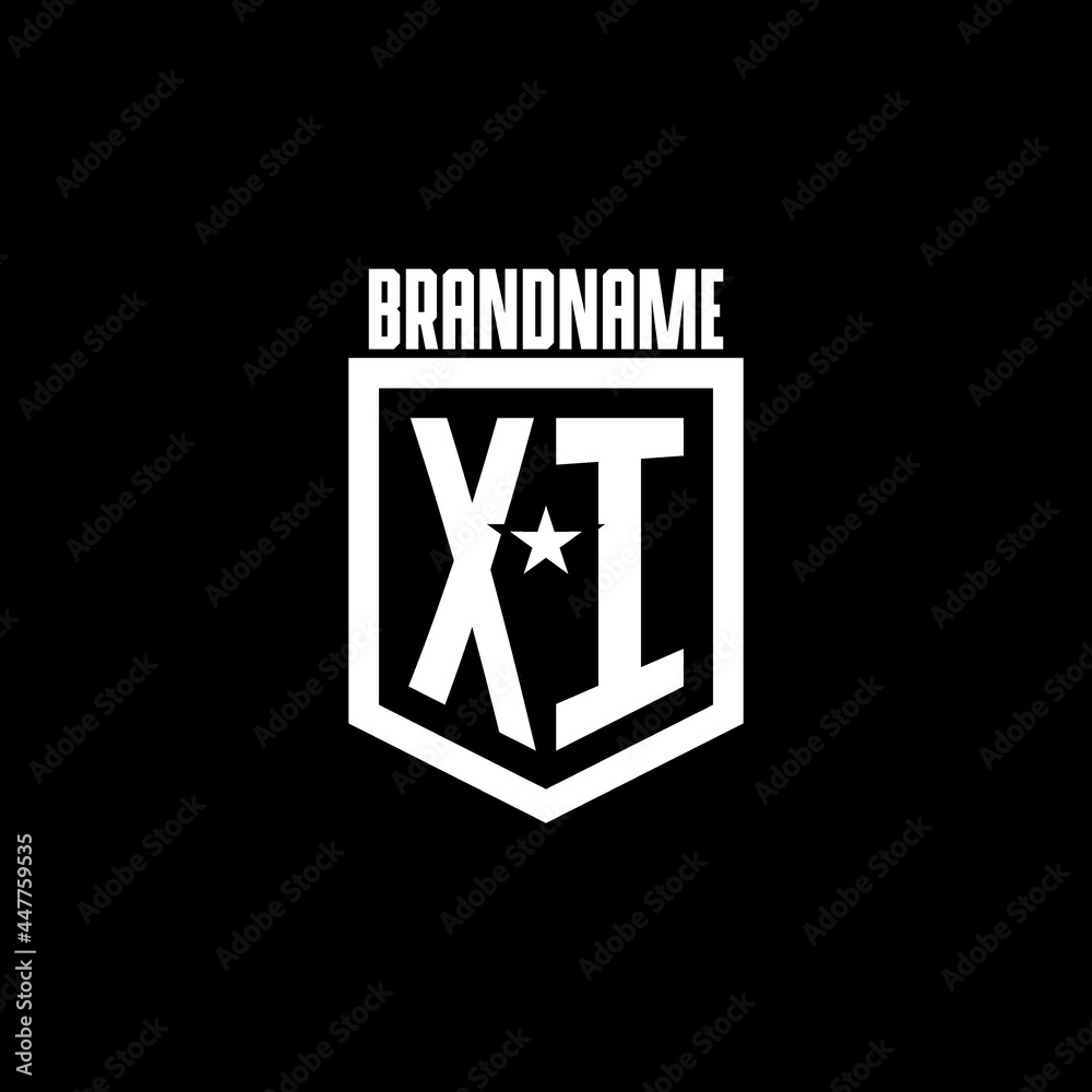 XI initial gaming logo with shield and star style design Stock Vector ...