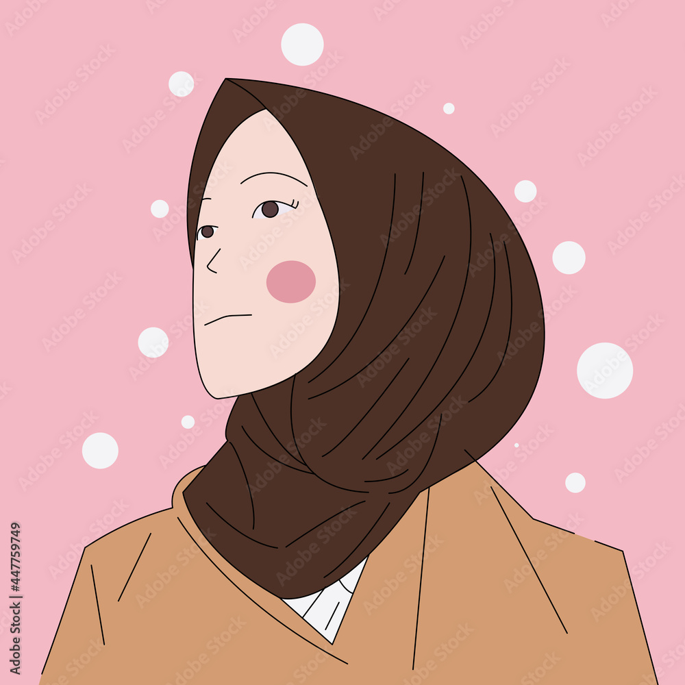Muslim woman line drawing. line art drawing a woman vector illustration ...
