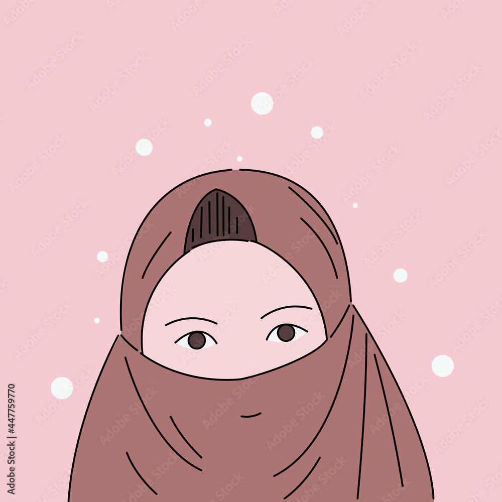 Muslim woman line drawing. line art drawing a woman vector illustration ...