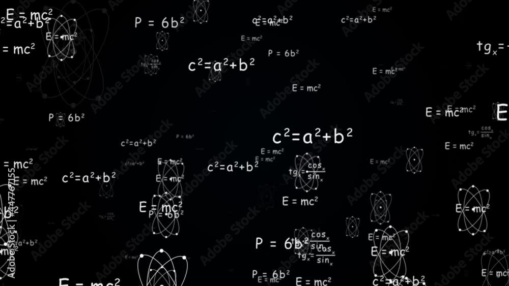 Vidéo Stock Loop animation of maths and physics formulas flying loop ...