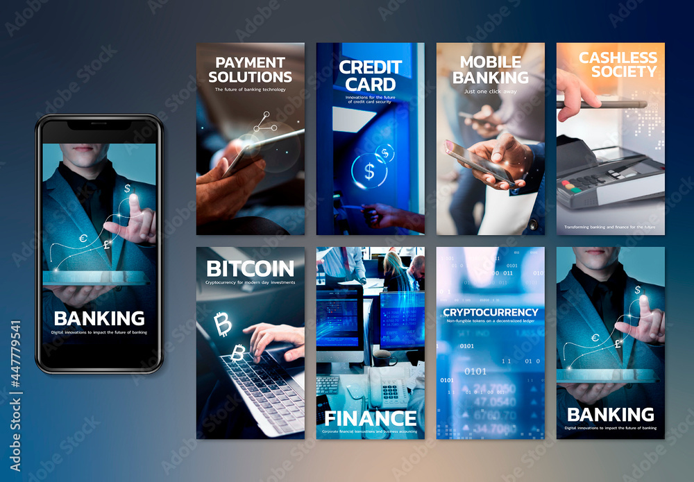 Financial Technology Layouts for Social Media Stock Template | Adobe Stock