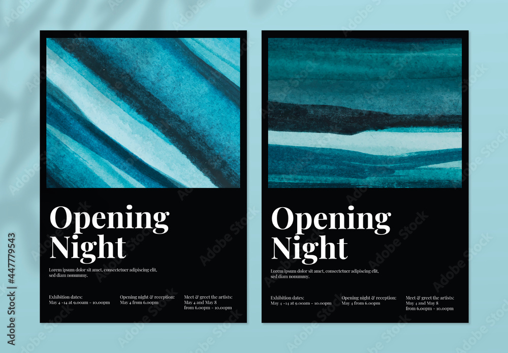 Opening Night Watercolor Poster Layout Stock Template | Adobe Stock