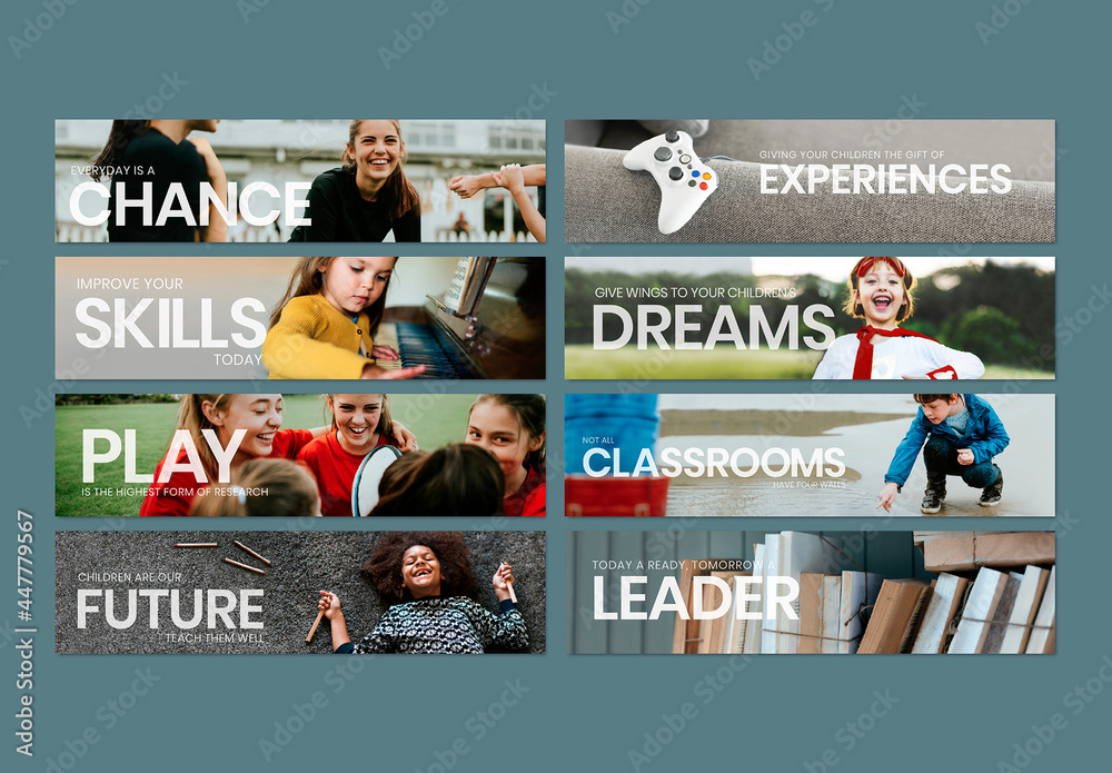 Education Banner Layout with Motivational Text Stock Template | Adobe Stock