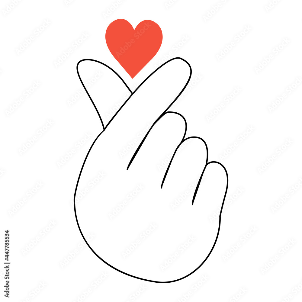 Korean Finger Heart. Vector kpop modern love symbol. Stock Vector ...