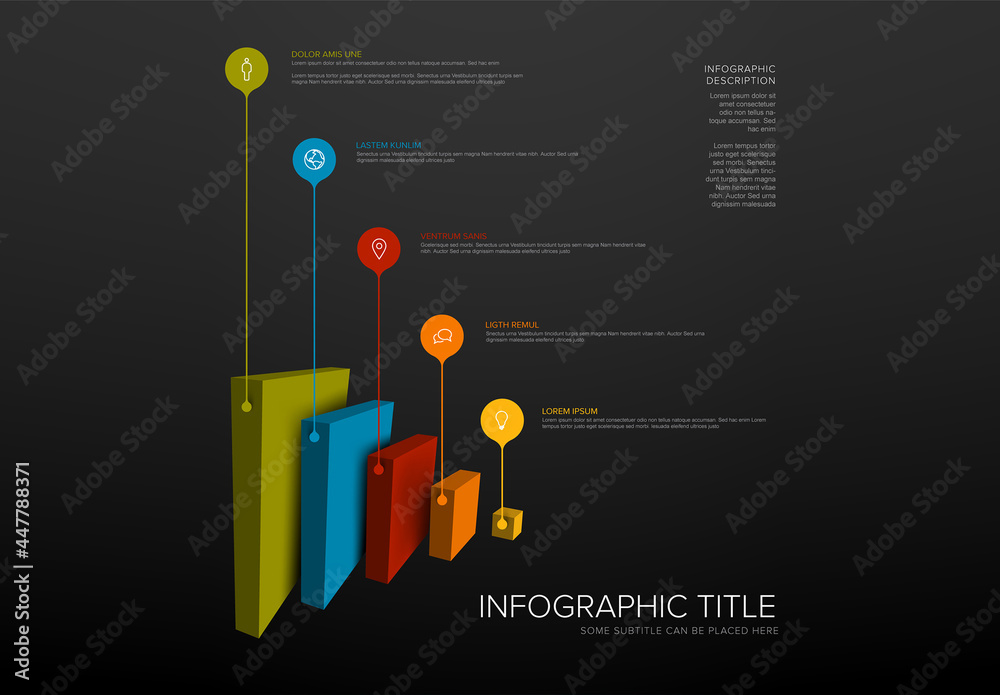 Vertical Layers Blocks Dark Infographic Layout Stock Template | Adobe Stock