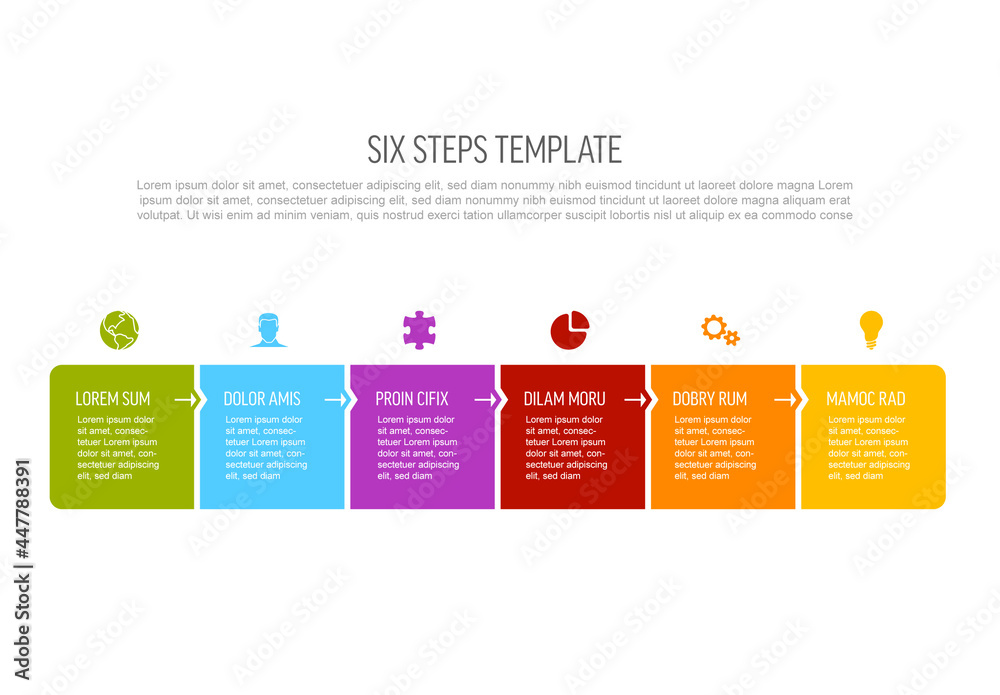 Six Simple Colorful Steps Process Infographic Layout Stock Template ...