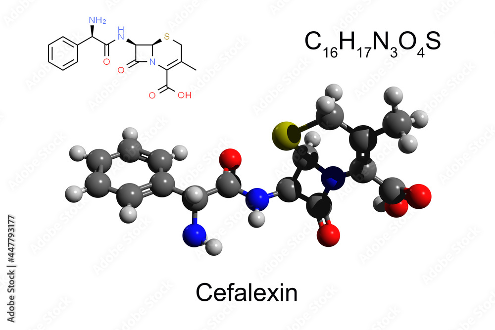 Chemical formula, structural formula and 3D ball-and-stick model of ...