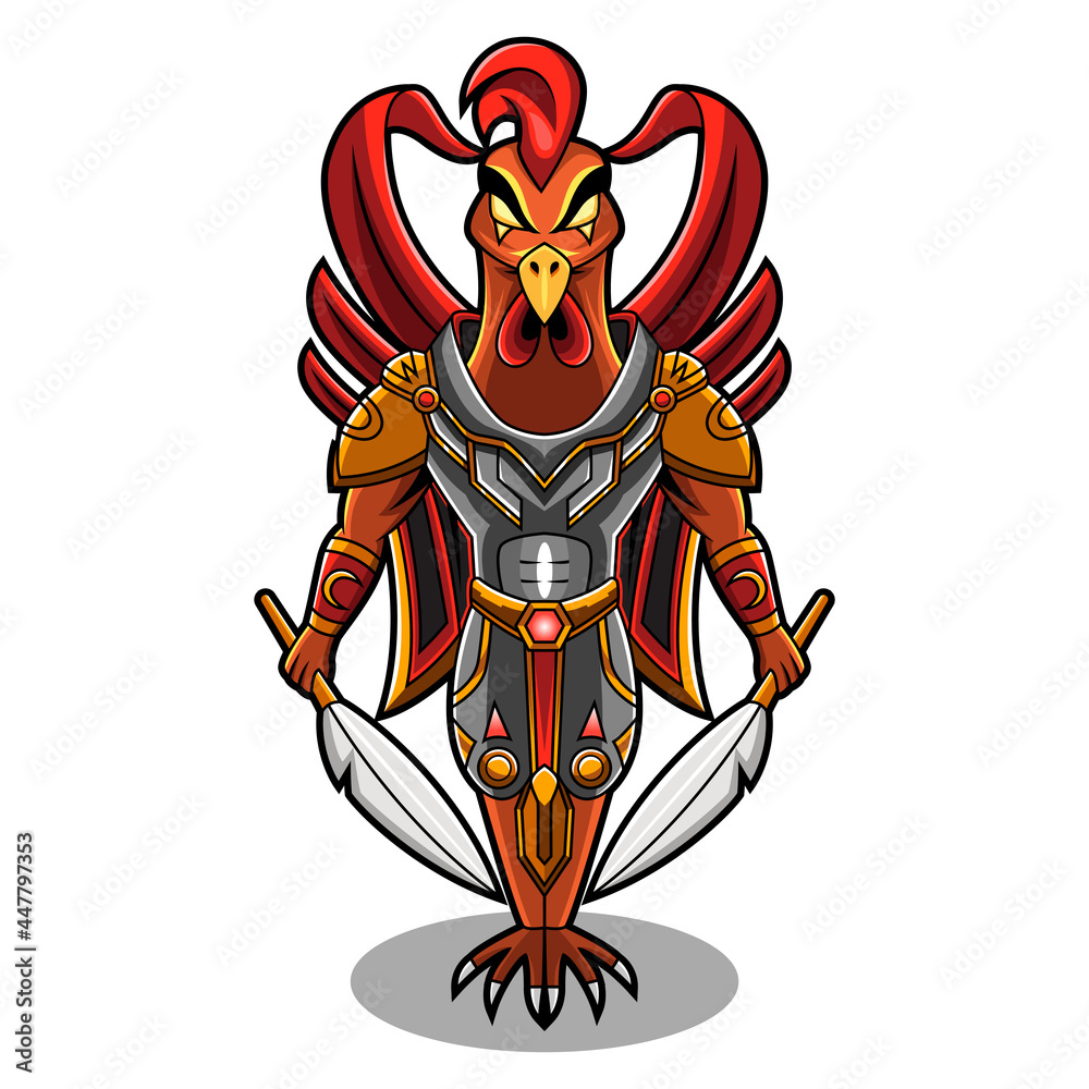 Rooster knight chibi mascot logo design Stock Vector | Adobe Stock