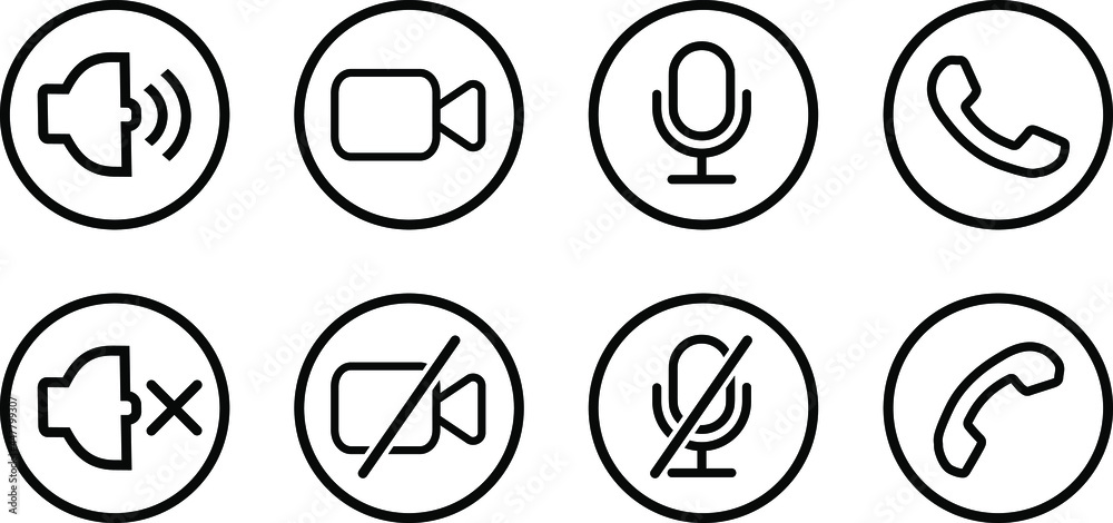 Speaker, Mic and Video Camera related icons. Basic icons for Video ...