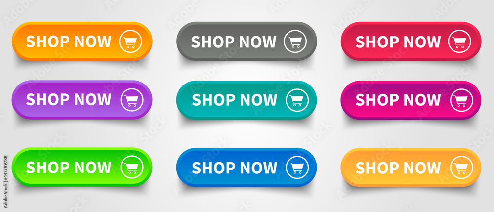 Shop now. Set of button shop now or buy now. Modern collection for web ...