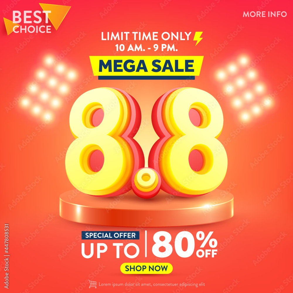 Vector of 8.8 Shopping day Poster or banner with 8 over on product ...