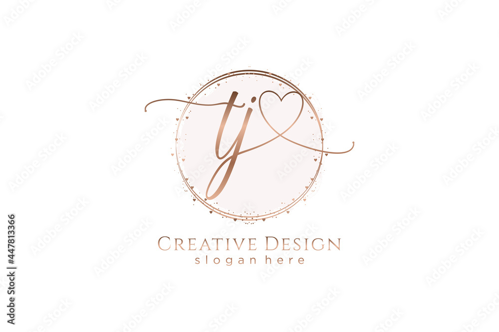Initial TJ handwriting logo with circle template vector logo of initial ...