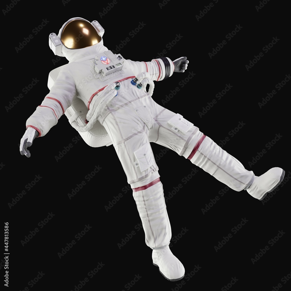 astronaut posing like space parson in-universe 3d render with black ...