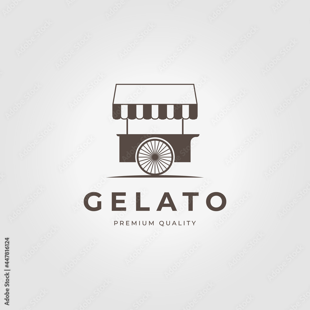 Gelato Ice Cream Cart Icon Logo Vintage Vector Design Stock Vector ...