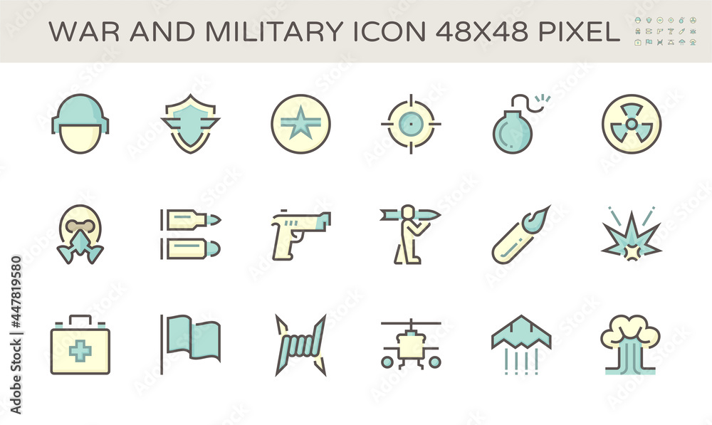 War and military weapon vector icon i.e. gun, bomb, nuclear missile ...