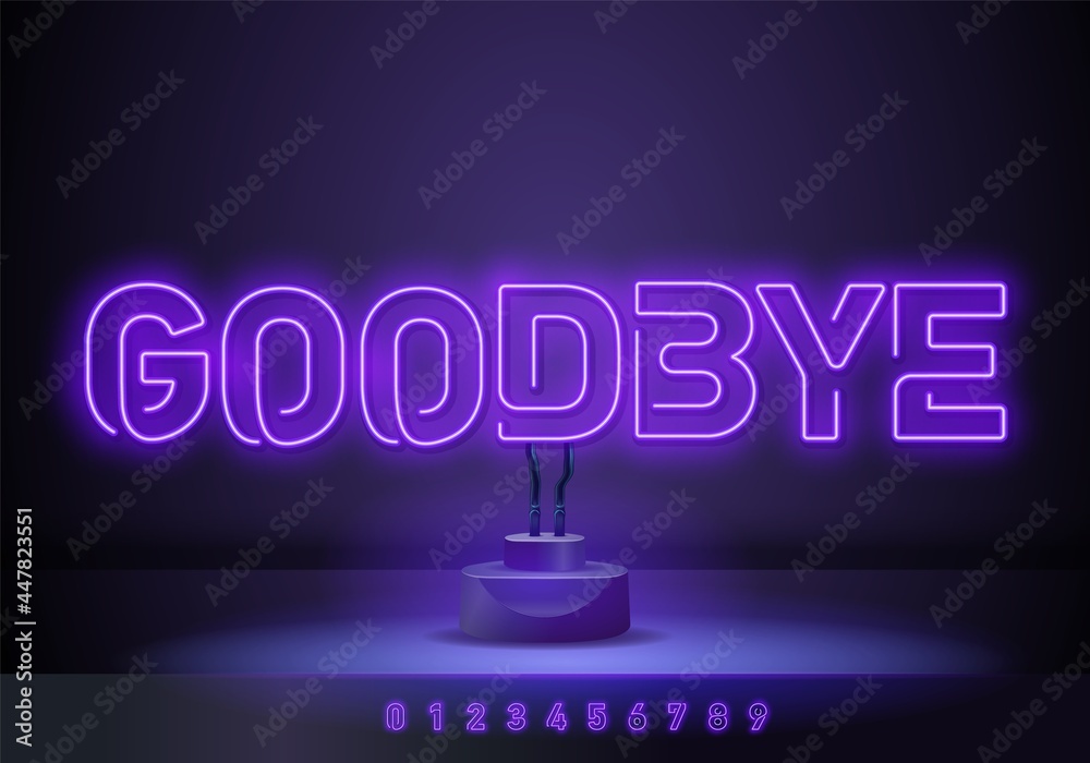 Plakat Good Bye neon text vector design template. Good Bye neon logo ...