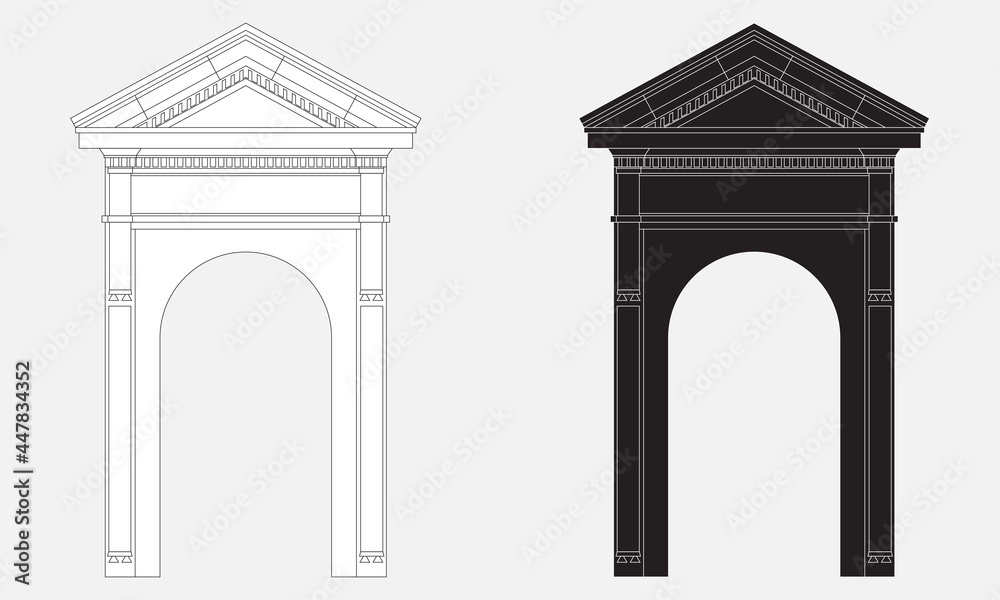 Architecture arch, portal. Traditional ancient building part. Vector ...
